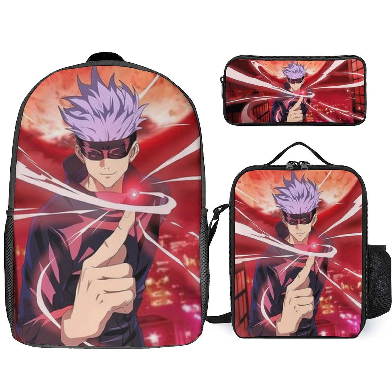 Jujutsu Kaisen Satoru Gojo 3 Piece Backpack Set with Lunch Bag Pencil ...