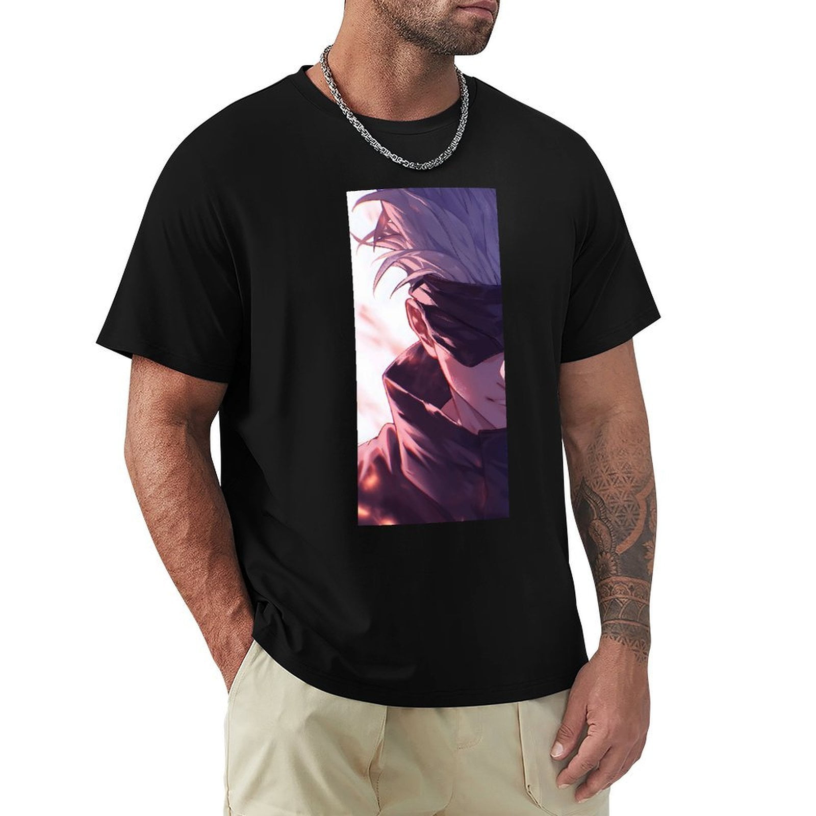 Jujutsu Kaisen Satoru Gojo Men's Cotton Short Sleeve T-Shirt Crew Neck ...