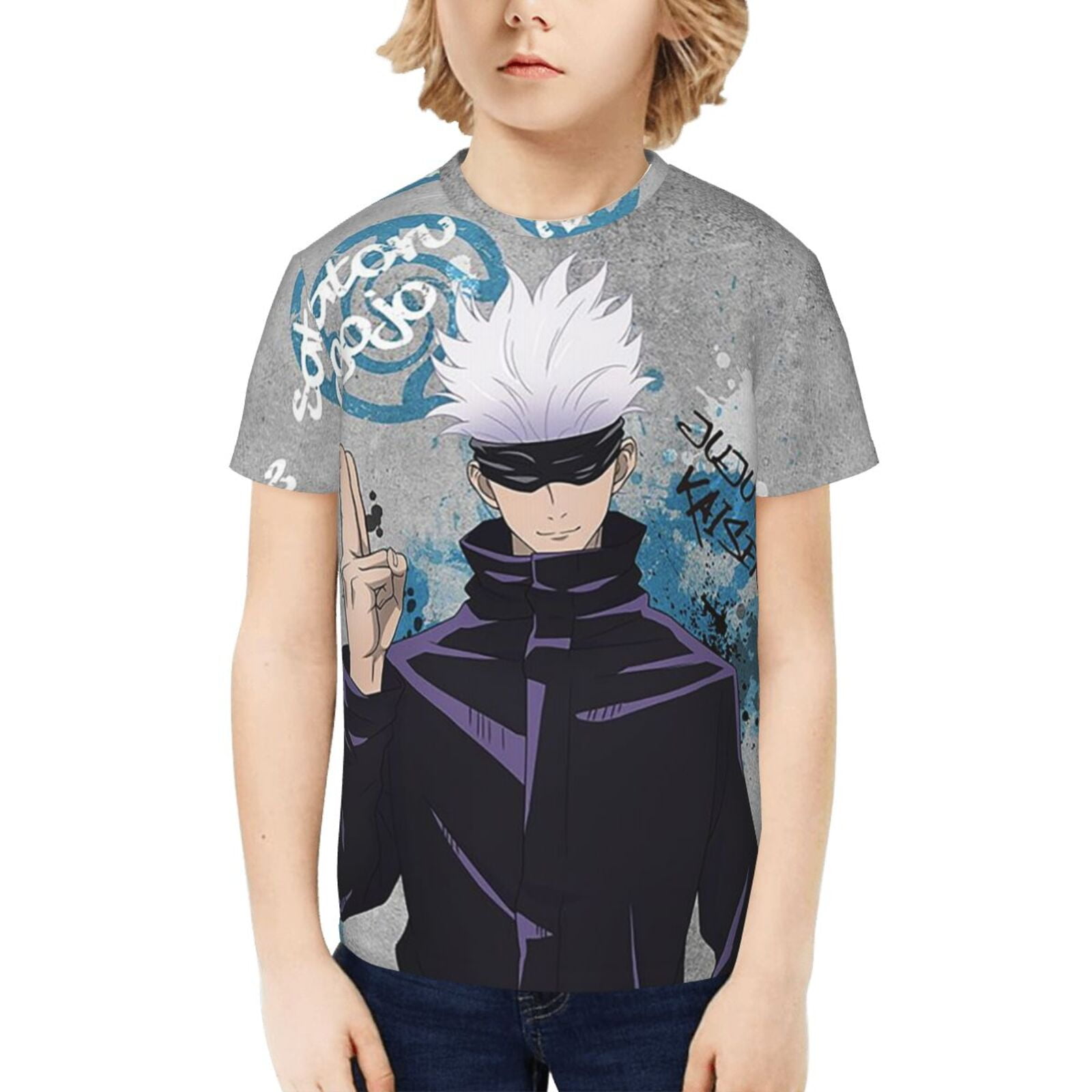 Jujutsu Kaisen Satoru Gojo Teenage T-Shirt Kids Shirts Summer Round Neck Short Sleeve Tees Boys ...