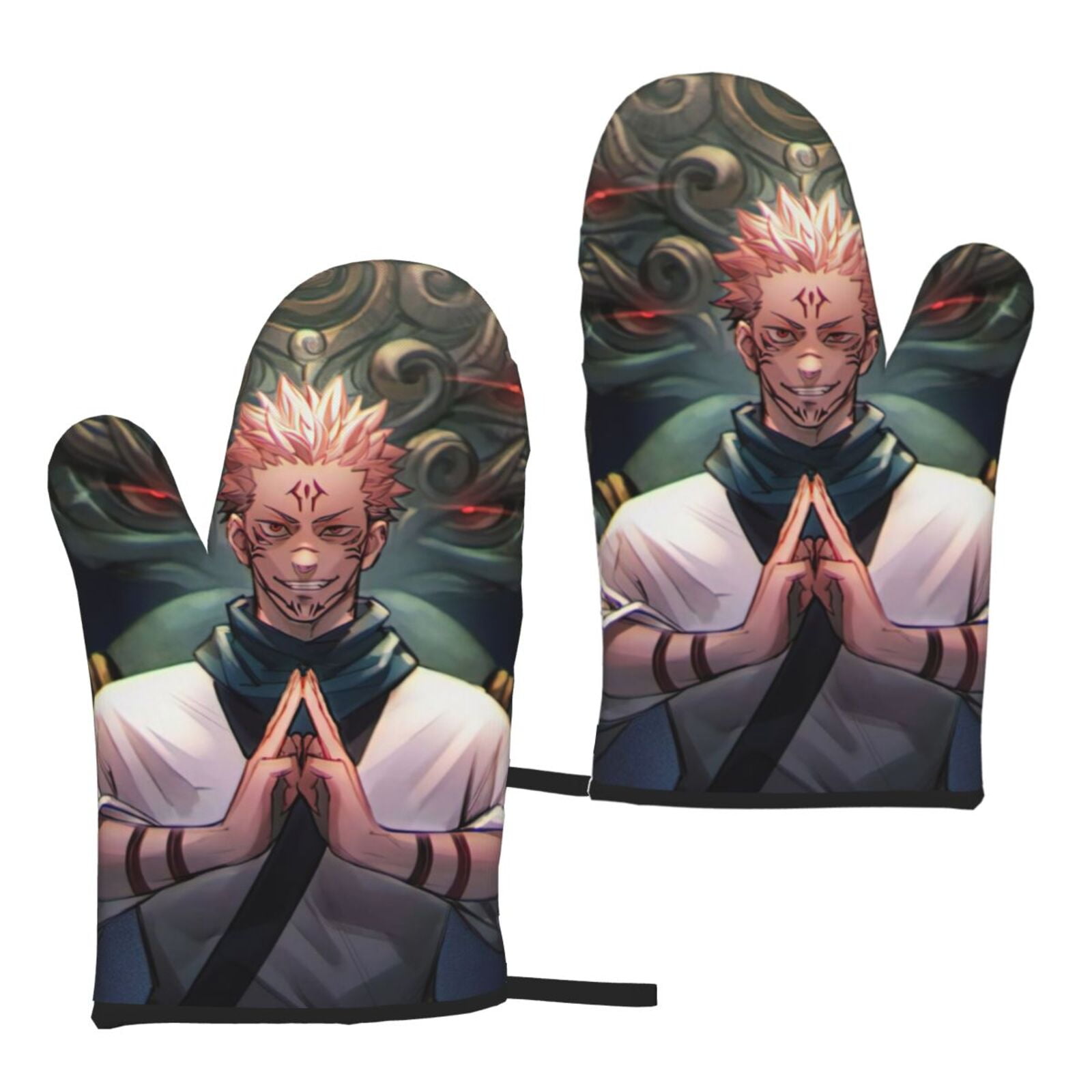 Jujutsu Kaisen Sukuna Microwave Gloves Heat Resistant Oven Mitts Set Of ...