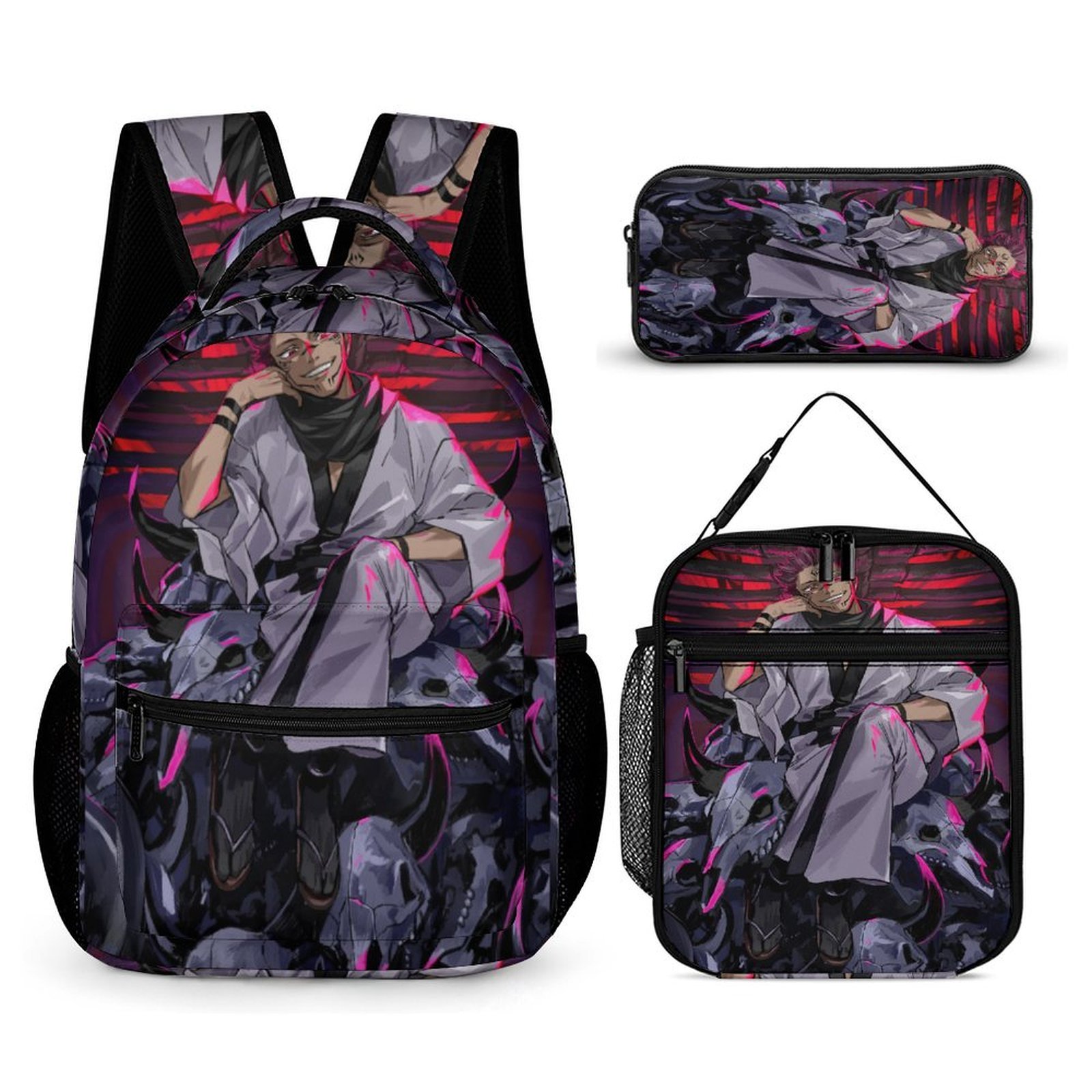 Jujutsu Kaisen Sukuna Wallpaper 4k Backpack Set for School, 3-Piece Set ...