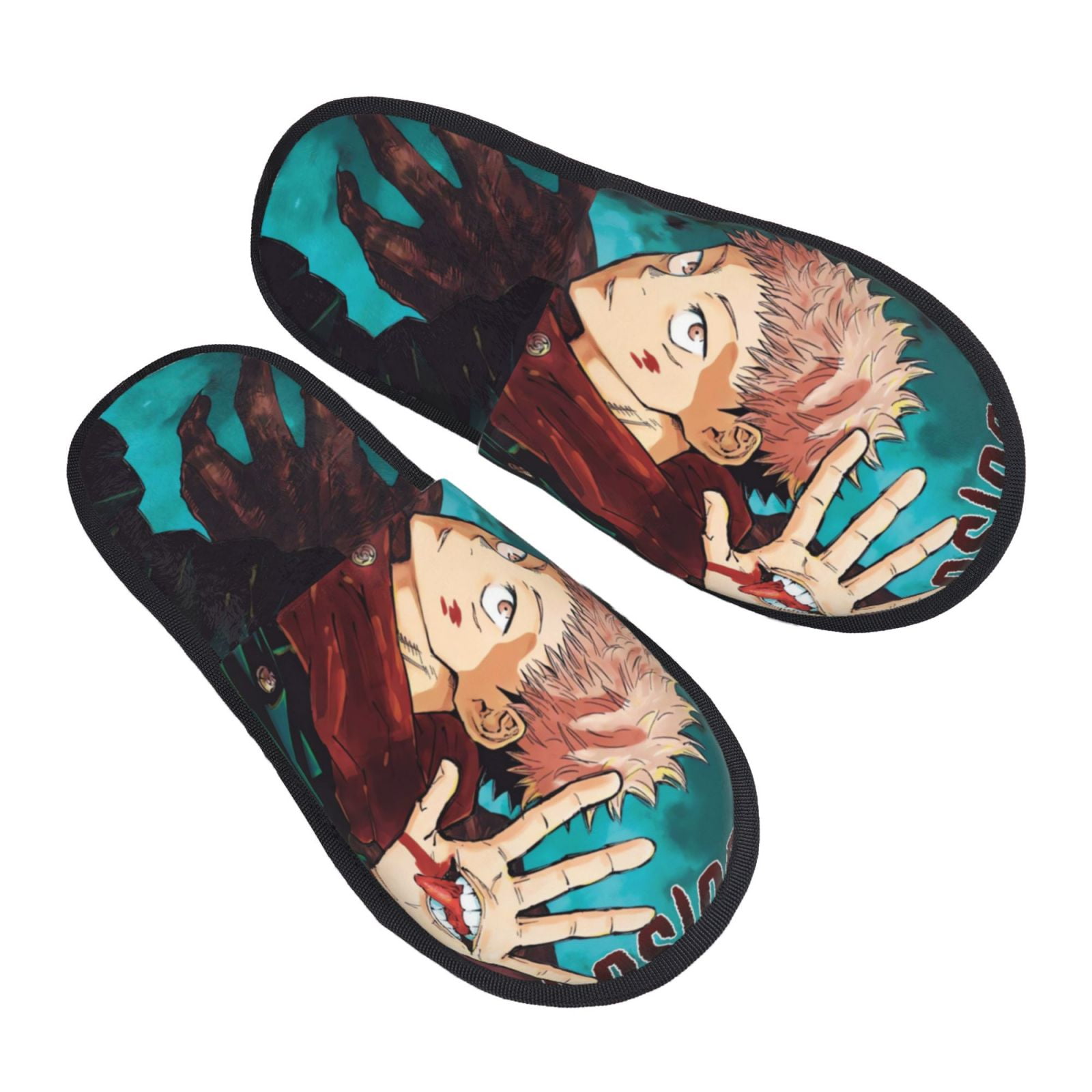 Jujutsu Kaisen Yuji Itadori Furry Slippers For Men Women Fuzzy House ...