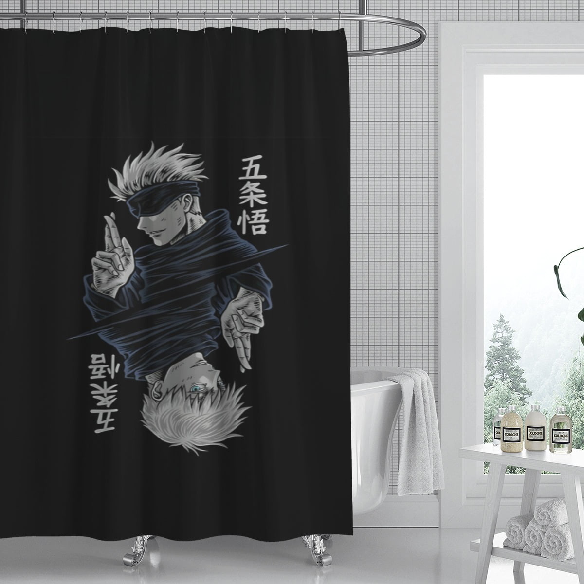 Jujutsu Kaisen shower curtain has a striking design, is waterproof, and installs with ease ...