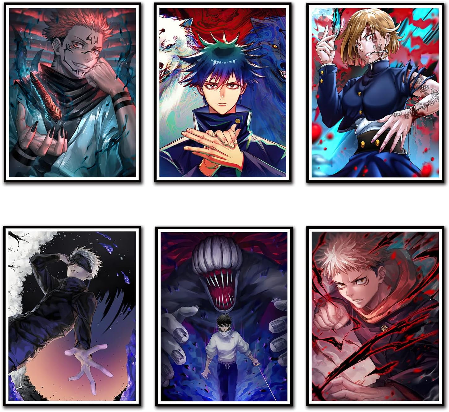 Jujutsu poster,Japan Anime Poster set,The painting on the wall of the ...