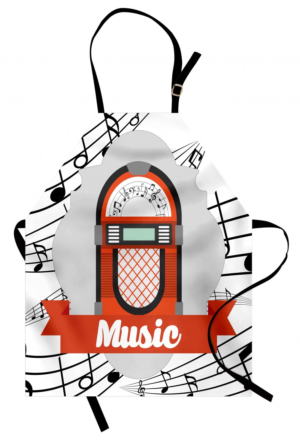 Jukebox Apron Old Vintage Music Radio Box Cartoon Image with Notes ...
