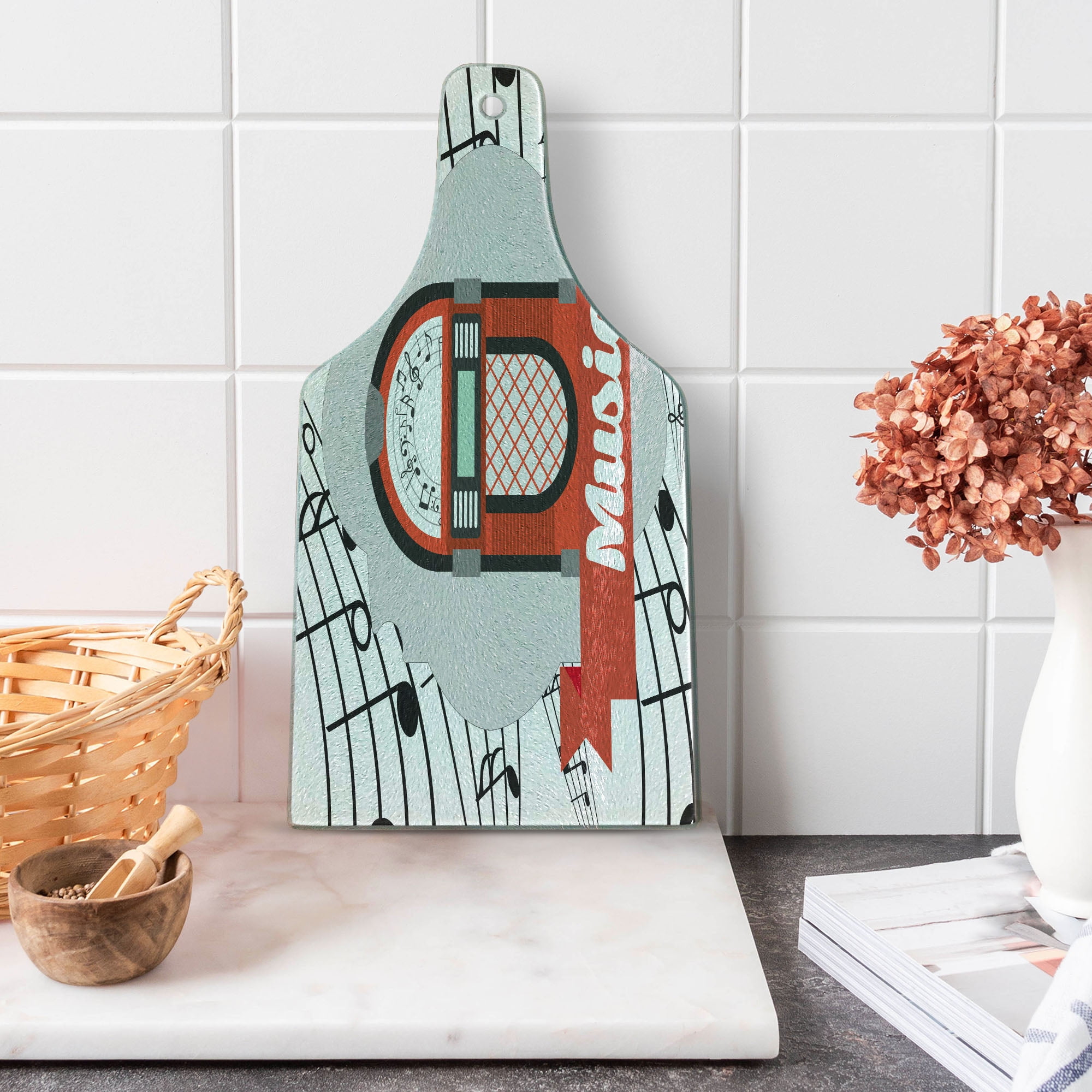 Jukebox Cutting Board, Old Vintage Music Radio Box Cartoon Image Notes ...