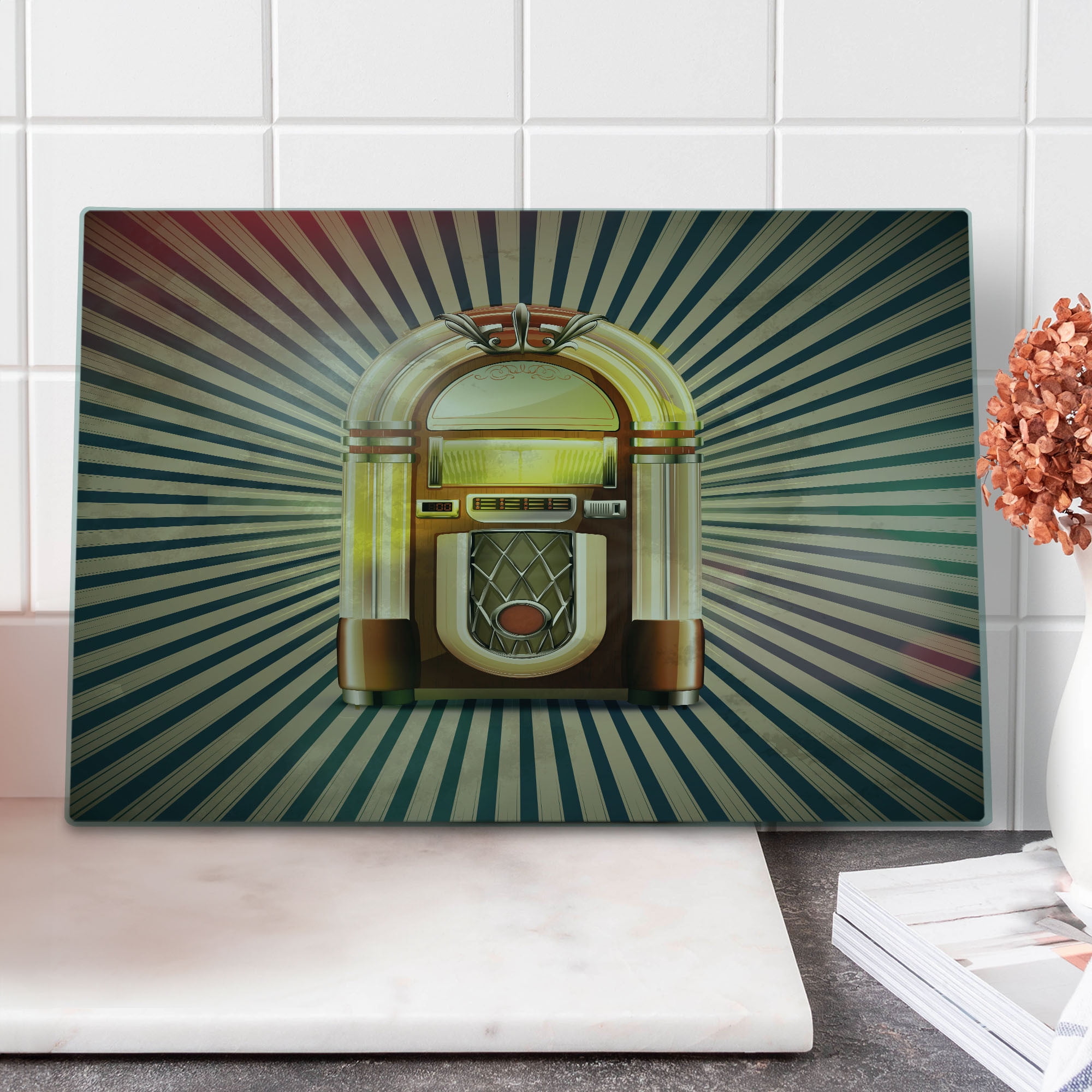 Jukebox Cutting Board, Retro Vintage 50s Pin up Inspired Striped ...