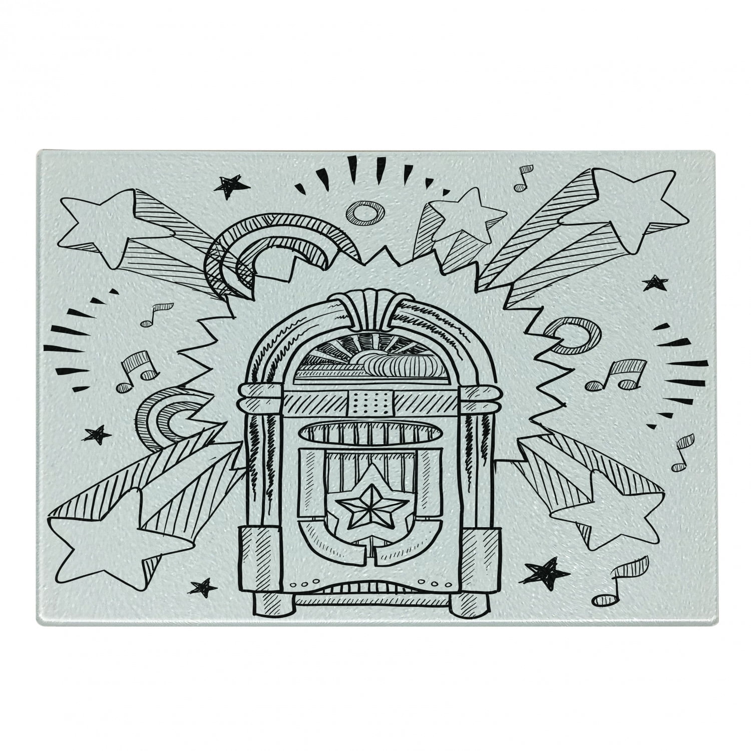 Jukebox Cutting Board, Retro Vintage Cartoon Sketchy Style Radio Music ...