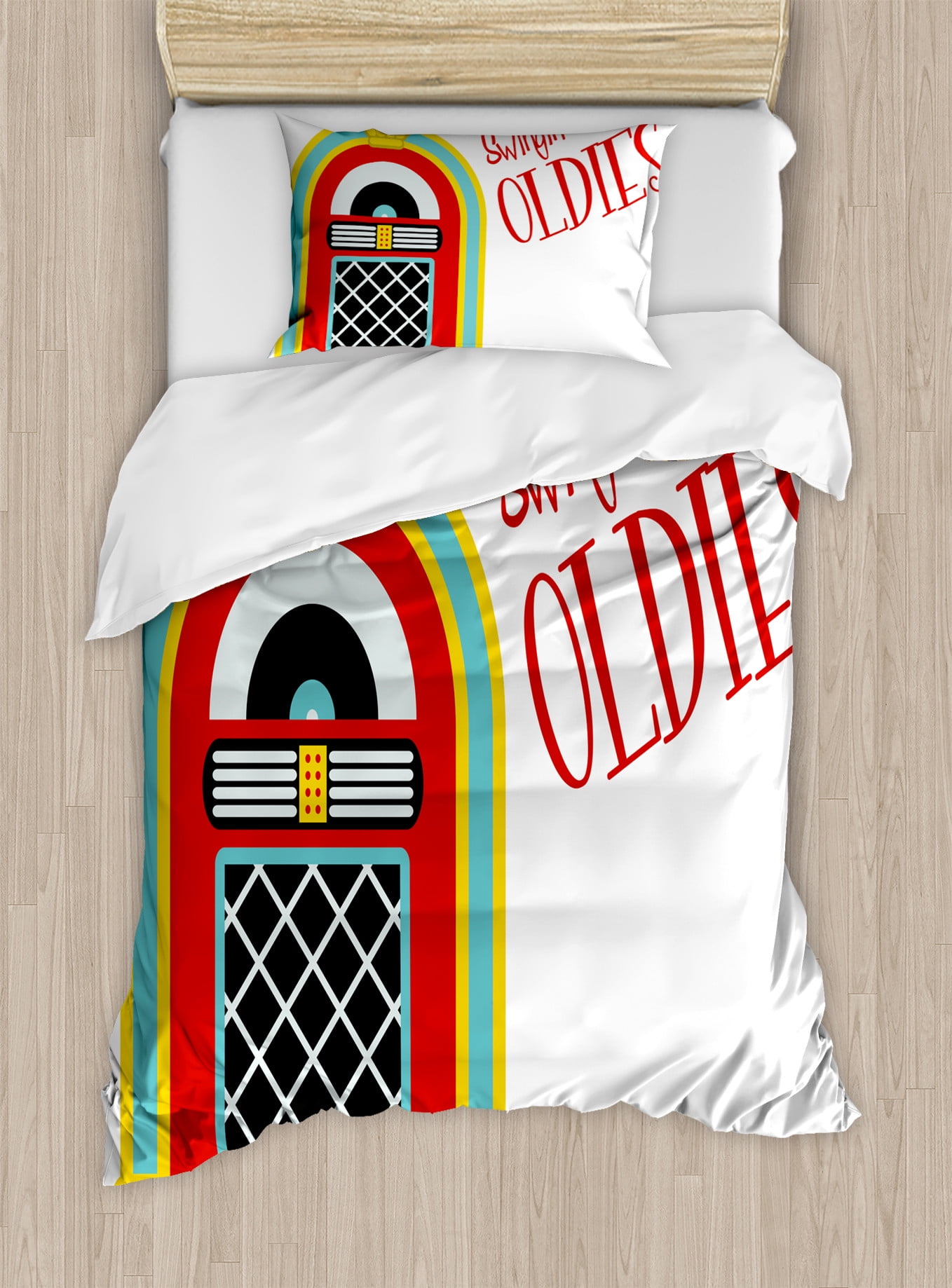 Jukebox Duvet Cover Set, Jazz Age Vintage Party Theme Music Raido Box ...