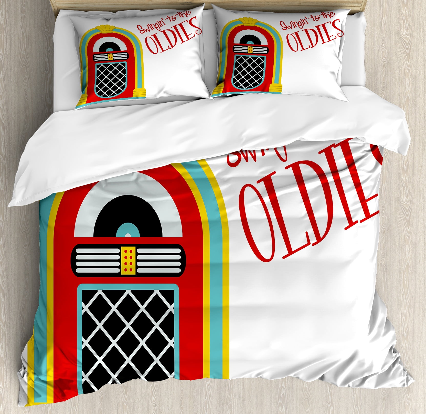 Jukebox Duvet Cover Set, Jazz Age Vintage Party Theme Music Raido Box ...