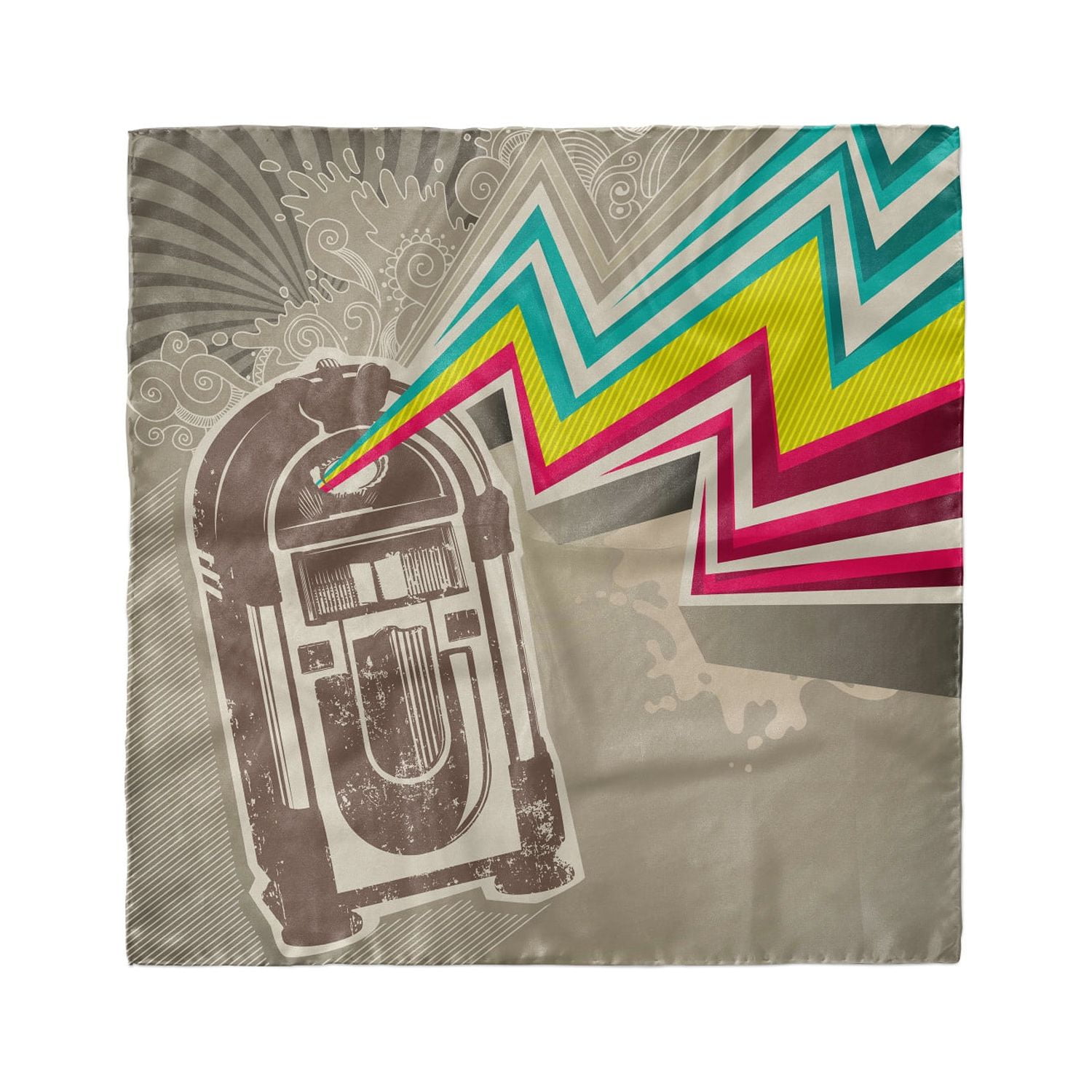 Jukebox Head Scarf, Radio Party with Zig Zag, Head Wrap, 3 Sizes, by ...