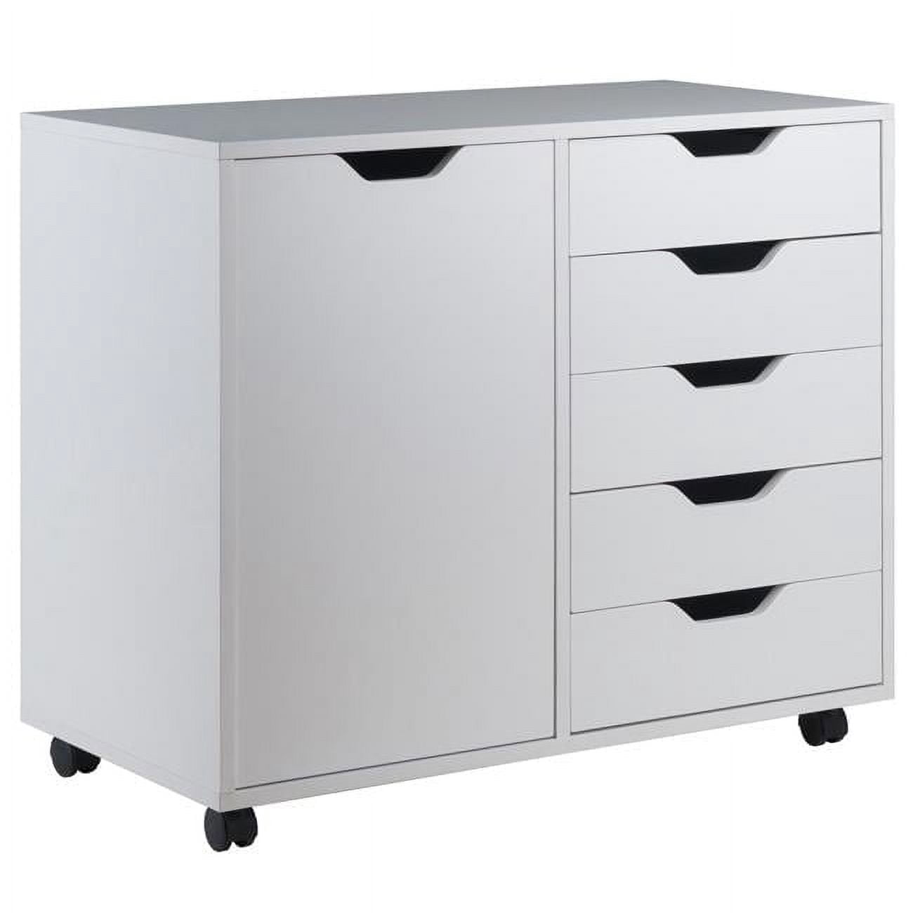 Juki Furniture Halifax Wide Cabinet, White Wood Storage, Locking Wheels ...