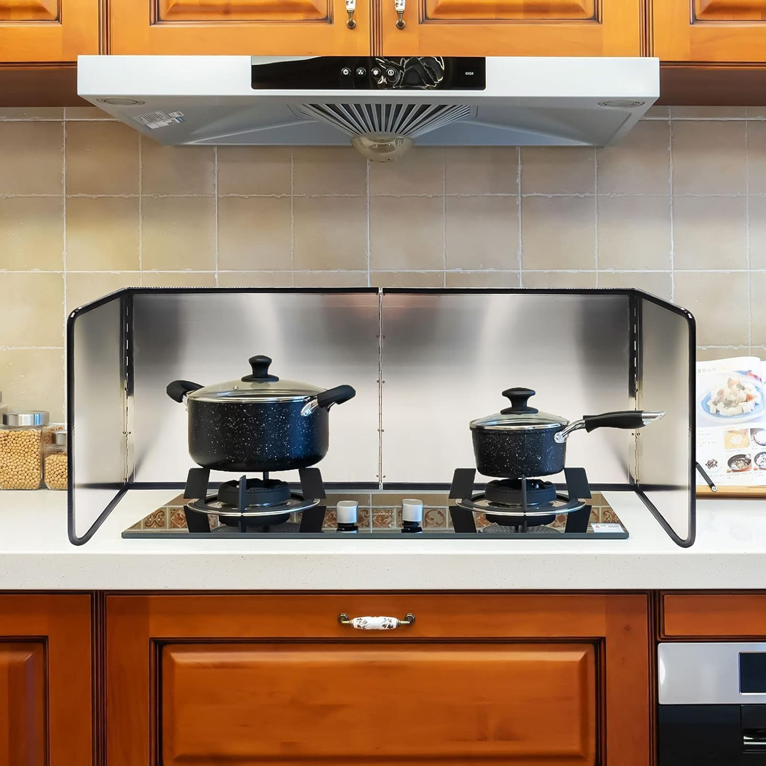 Jukkre Foldable Kitchen Stove Splatter Guard Oil Splash Shield for ...