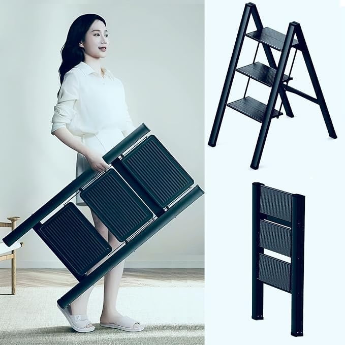 Jukkre Folding 3 Step Ladder Step Stools for Adults Load Multiuse ...