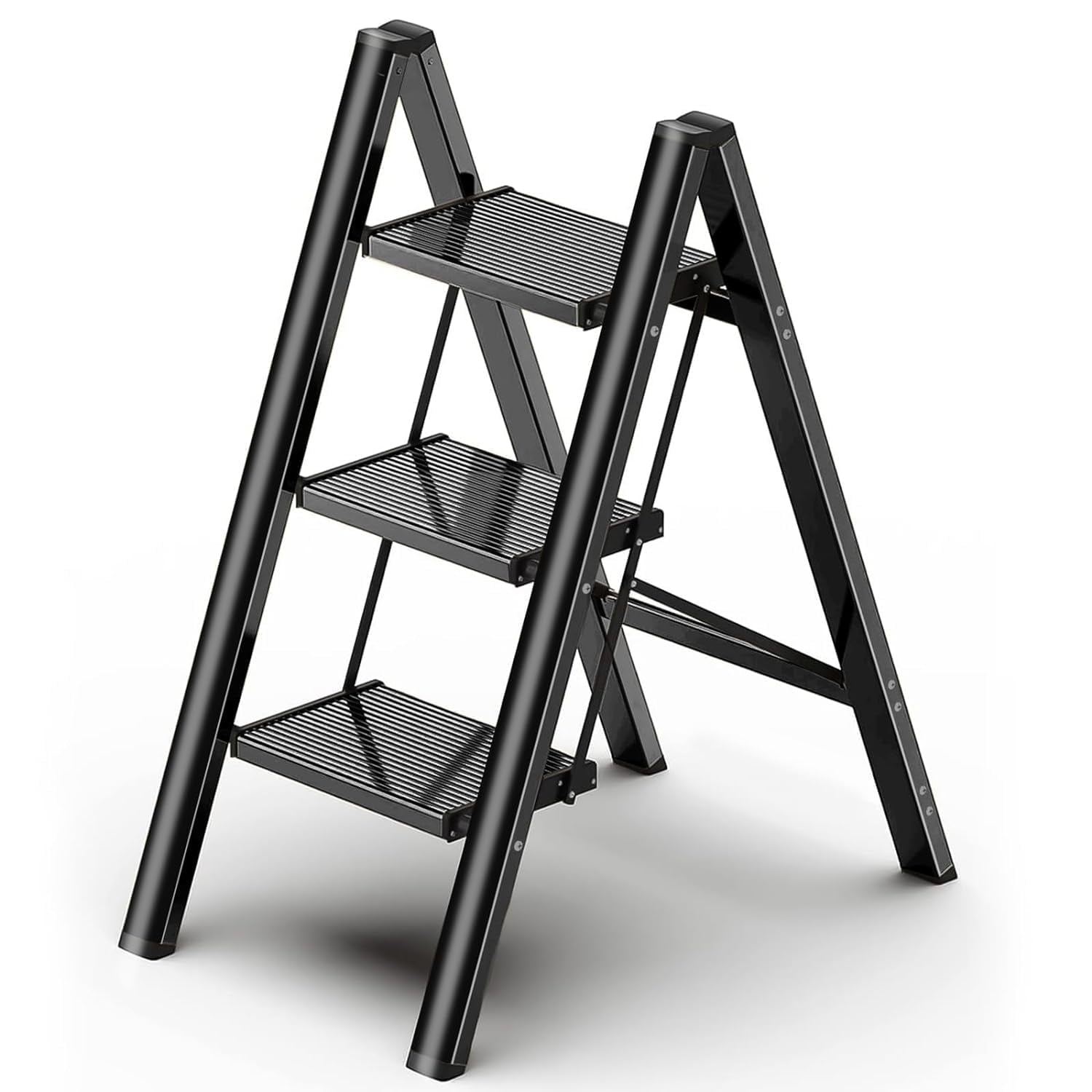 Jukkre Step Ladder 3 Step Folding Ladder Aluminium DoubleSided Step ...