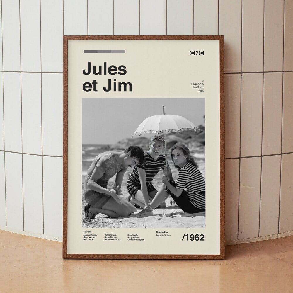 Jules And Jim Vintage Movie Poster Minimalist Midcentury Wall Art Print ...