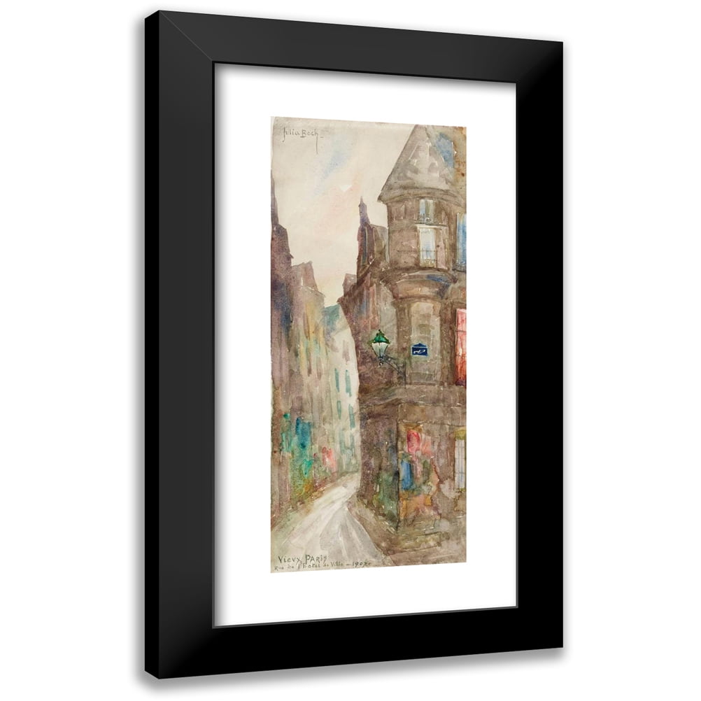 Julia Beck 10x18 Black Modern Framed Museum Art Print Titled - Rue De L'Hotel De Ville in 1907 ...