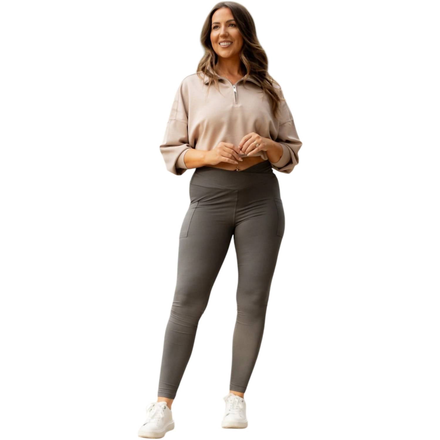 Julia Rose Caitlin Crossover Full Length Leggings With Pockets ...