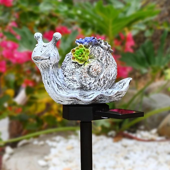 Juliahestia Decorative Garden Snail Statue Outdoor Decor Solar Light ...