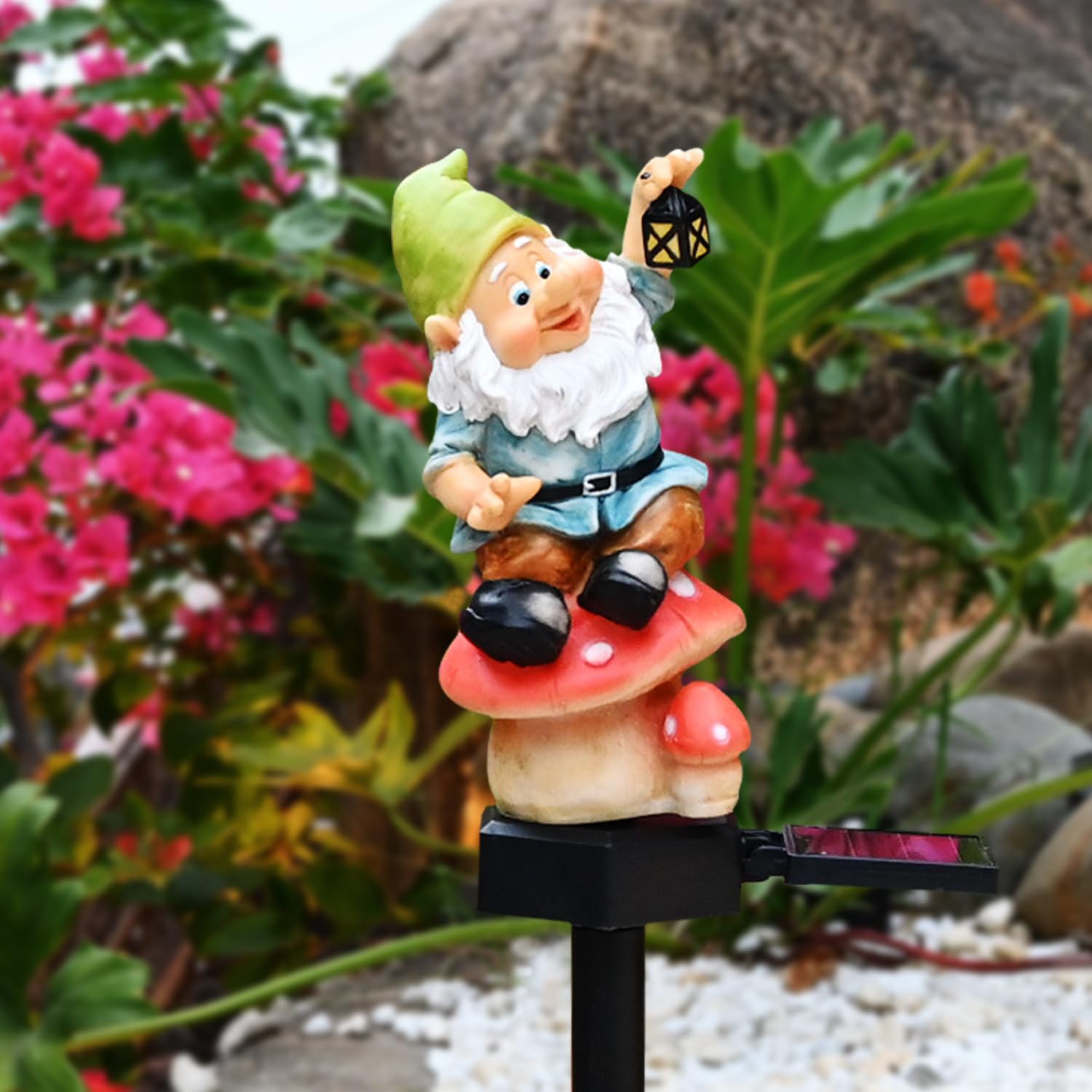Juliahestia Garden Gnomes Outdoor Decor: Solar Lighted Figurines Light ...