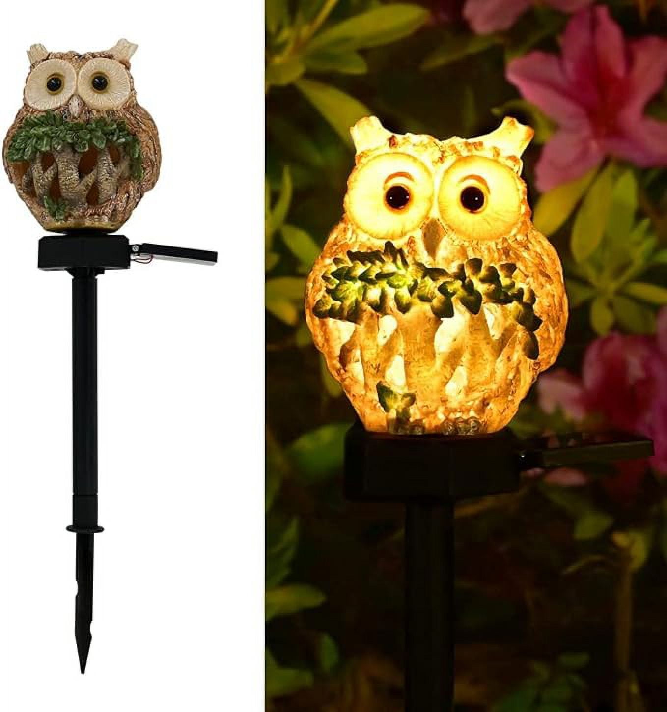 Juliahestia Garden Owl Decor Solar Stake Outdoor Yard Statue for ...