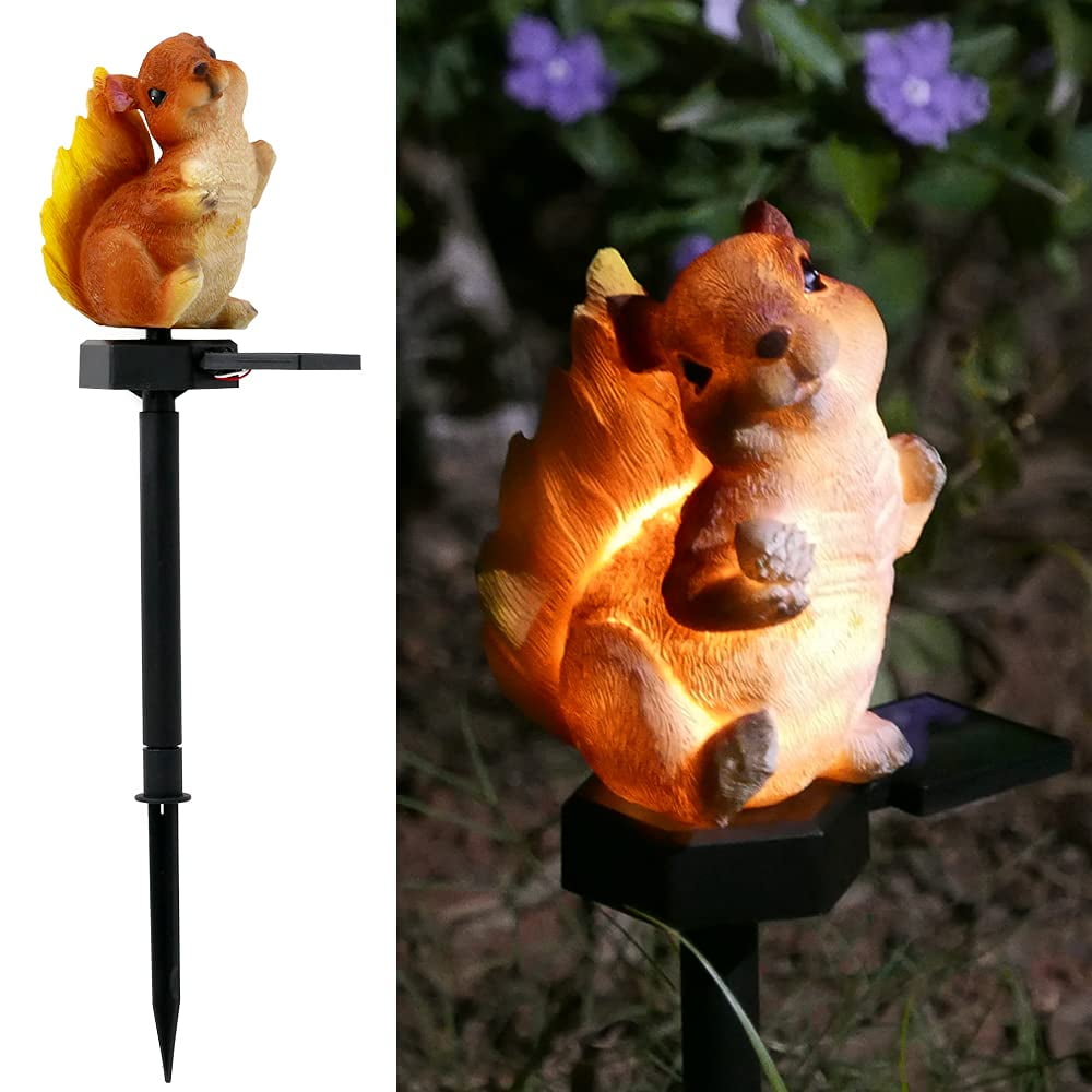 Juliahestia Squirrel Garden Decor Solar Lights Outdoor Stakes ...