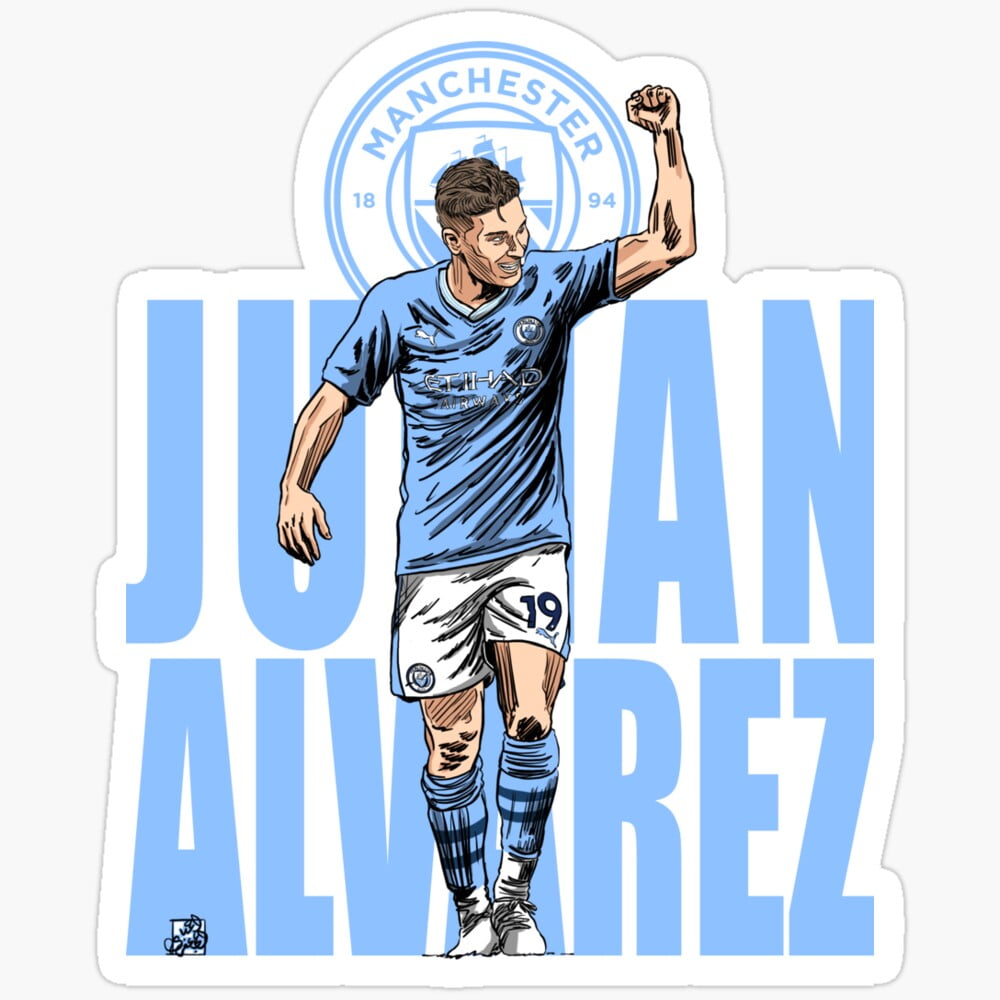Julian Alvarez 19 - Manchesterr City Sticker Phone Decal Water Bottle ...