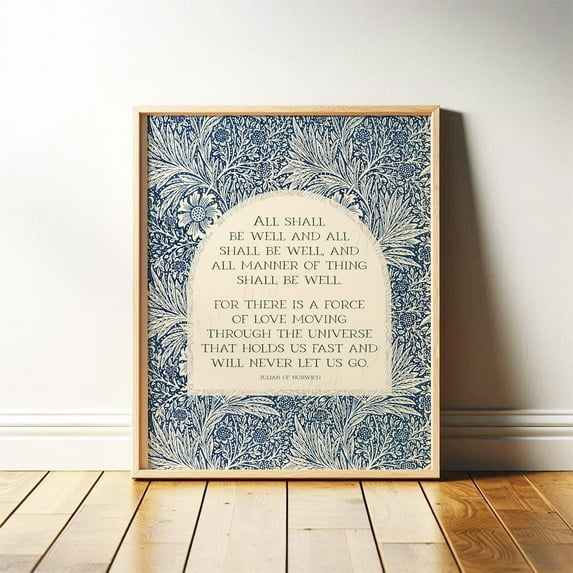 Julian Of Norwich Quote Print: William Morris Floral Christian Wall Art ...