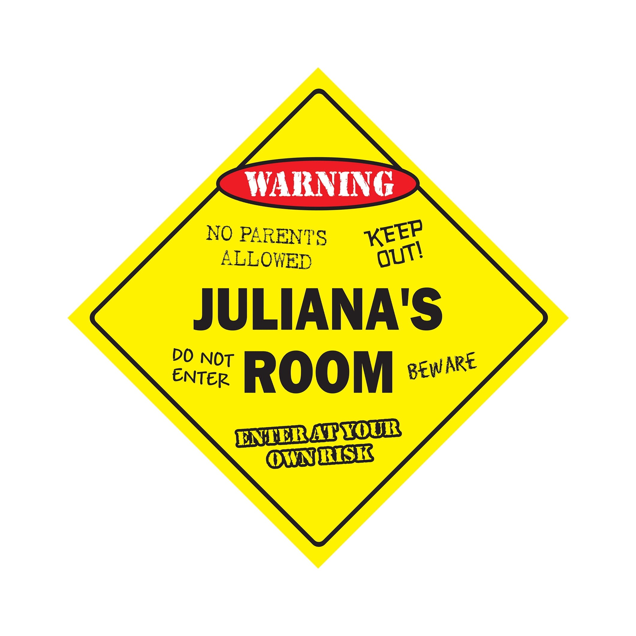 Juliana's Room Sign Crossing Zone Xing | Indoor/Outdoor | 17" Tall kids ...