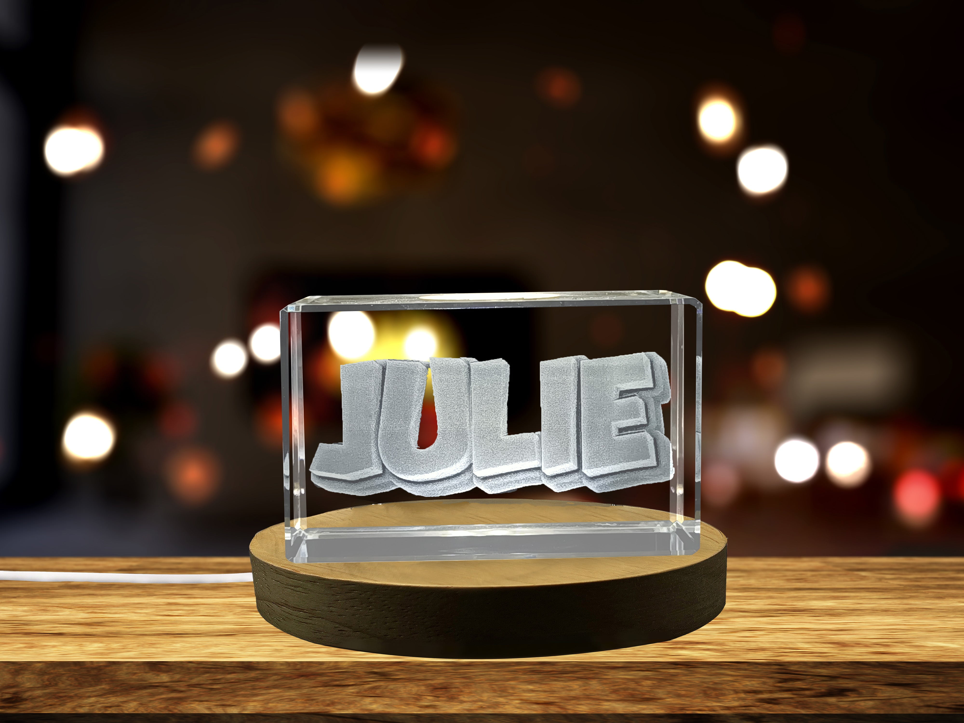 Julie | Names Art 3D Engraved Crystal - Walmart.com