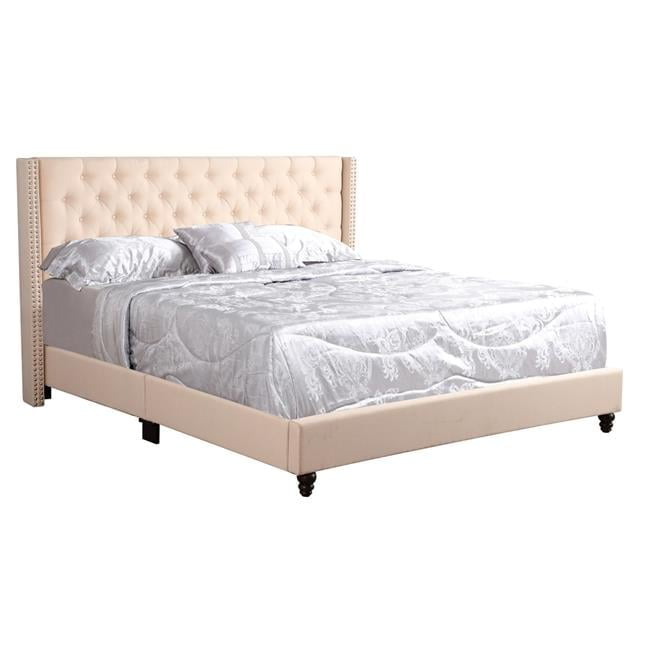 Julie Tufted Upholstered Low Profile Panel Bed, Beige - King Size ...