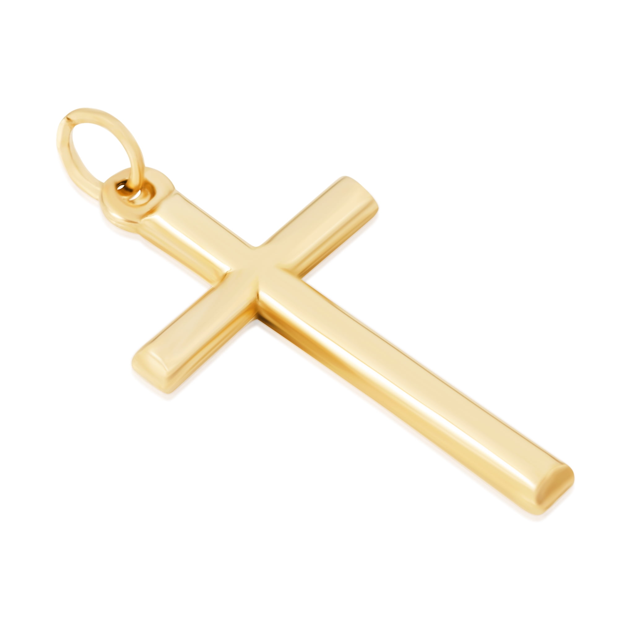 14K Yellow Gold Rounded Edge Cross Pendant/Charm for Men and Women ...