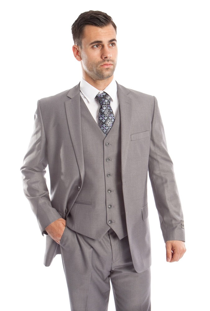 Julinie Mens Suit 3-Piece Solid Suit Set with Jacket, Vest, and Dress ...