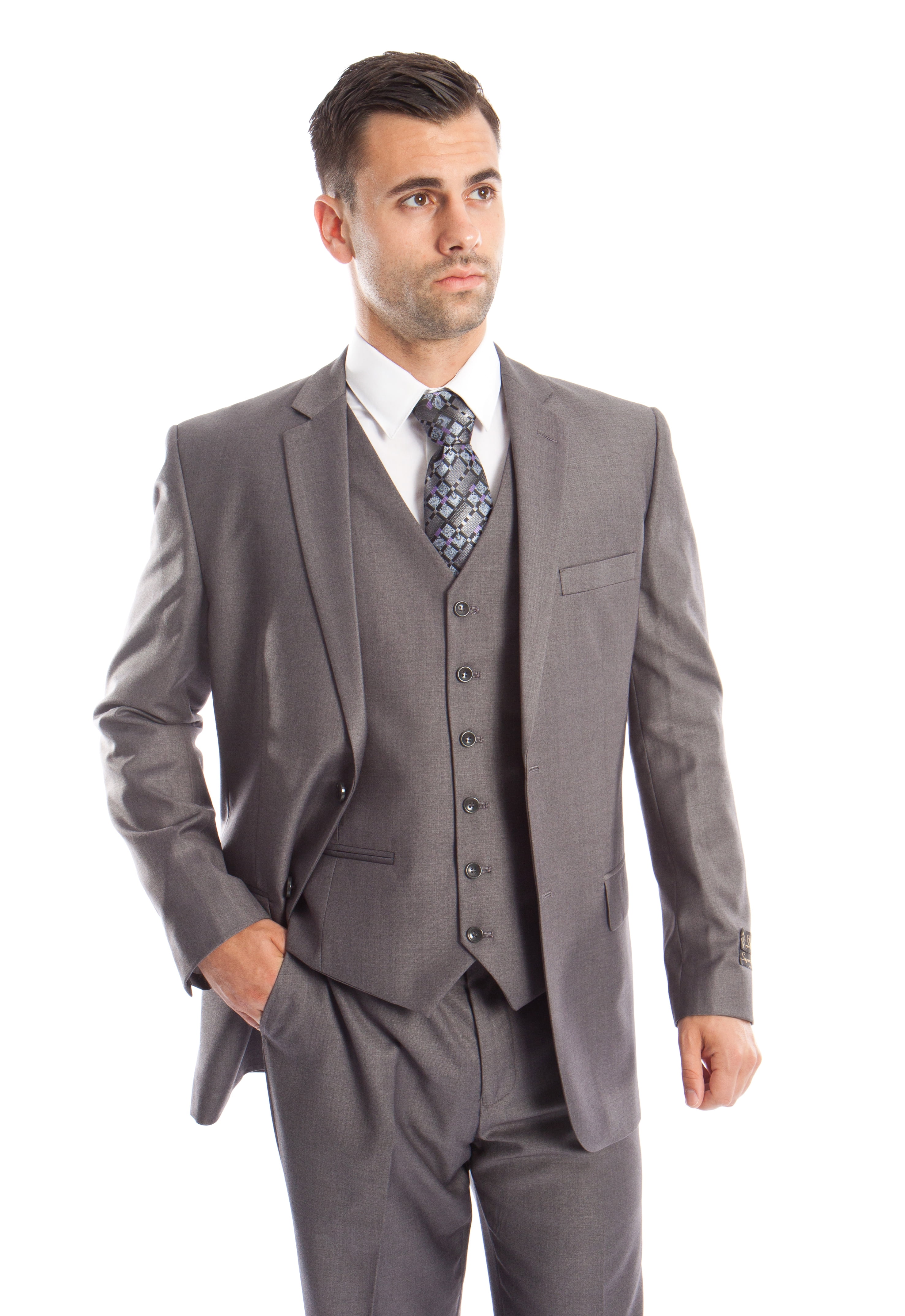 Julinie Mens Suit 3-Piece Solid Suit Set with Jacket, Vest, and Dress ...