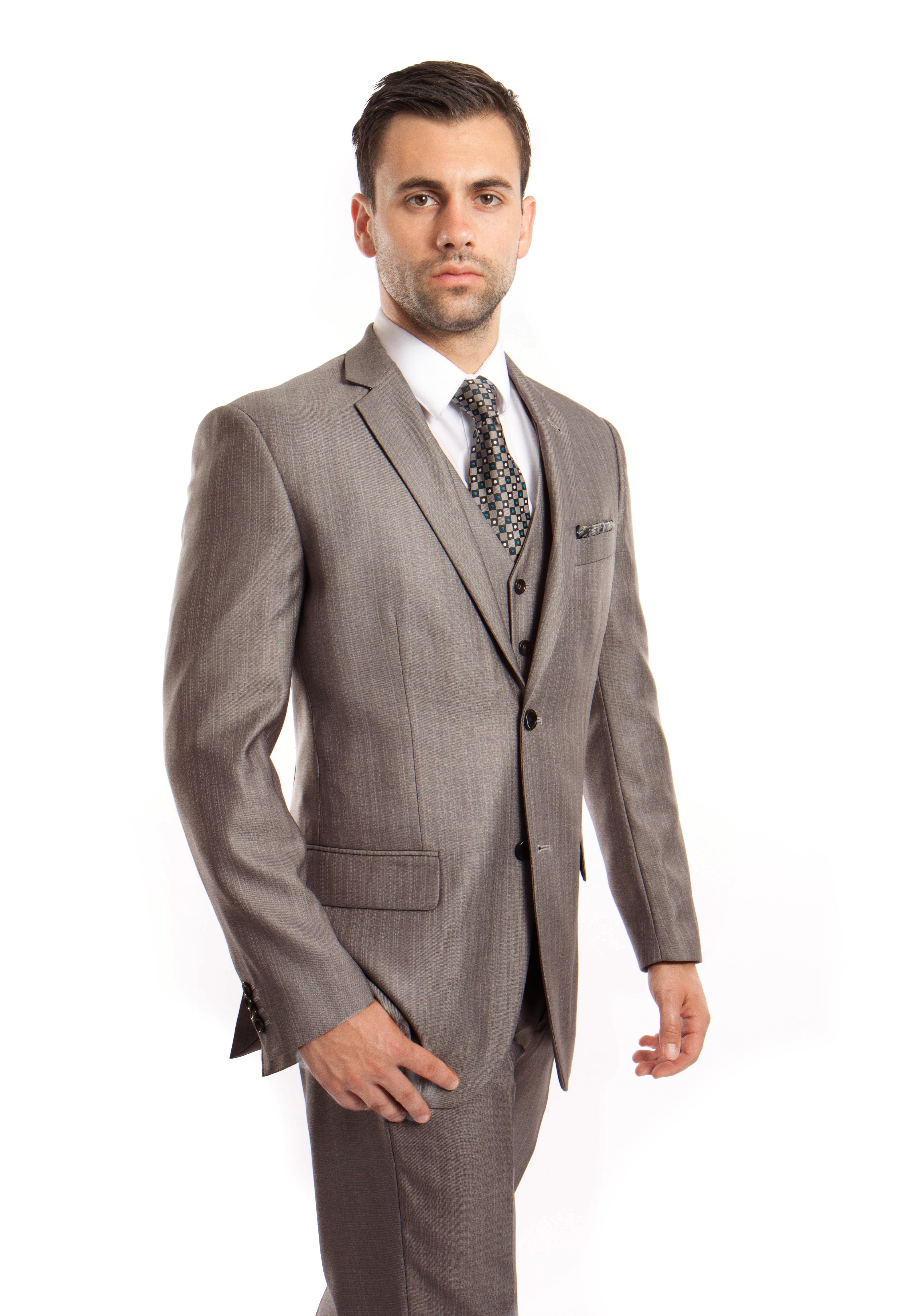 Julinie Mens Suit 3-Piece Solid Textured Suit Set with Jacket, Vest ...