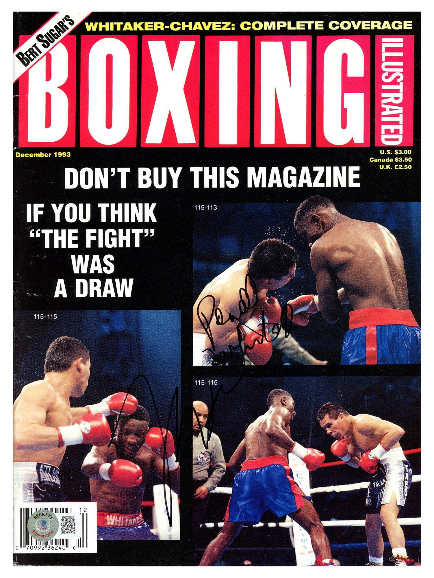 Julio Cesar Chavez Pernell Whitaker Autographed Boxing Illustrated ...