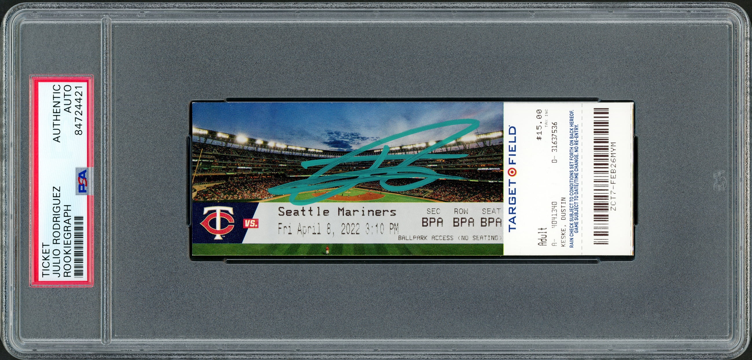 Julio Rodriguez Autographed MLB Debut Ticket 4/8/22 Seattle Mariners ...
