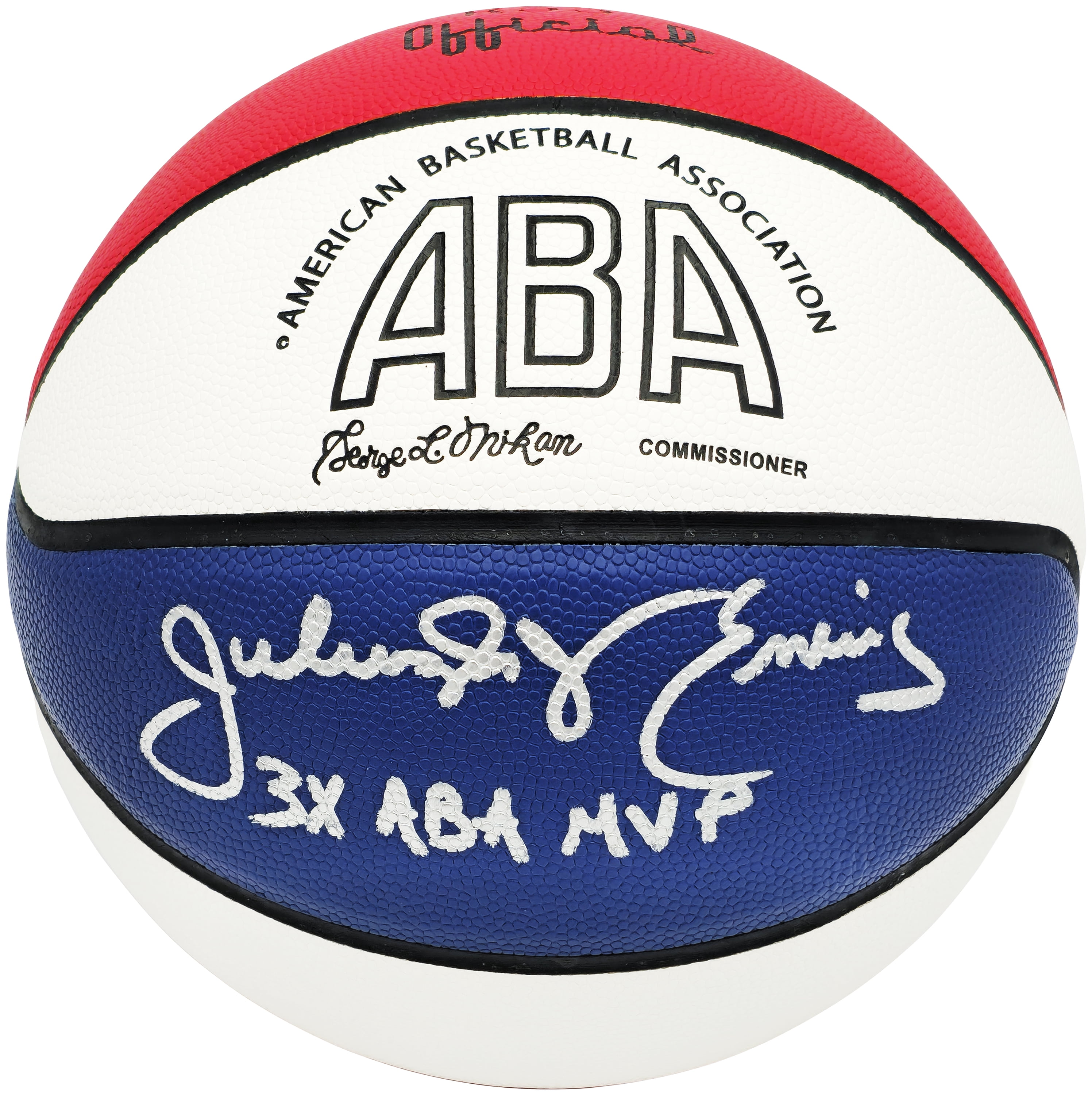 Julius "Dr. J" Erving Autographed Official ABA Logo Red, White & Blue ...