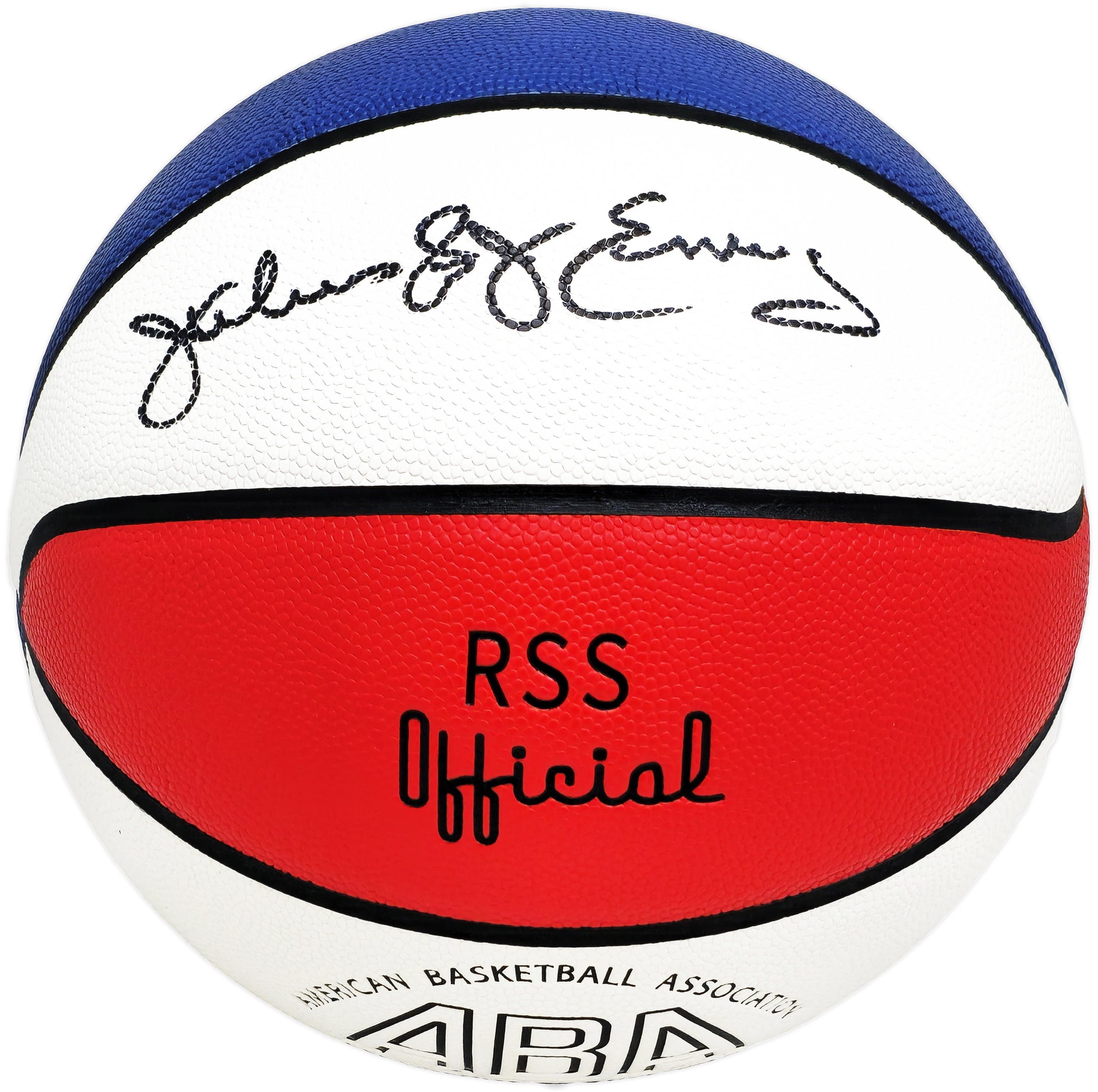Julius "Dr. J" Erving Autographed Red, White & Blue ABA Logo Basketball New Jersey Nets Beckett ...