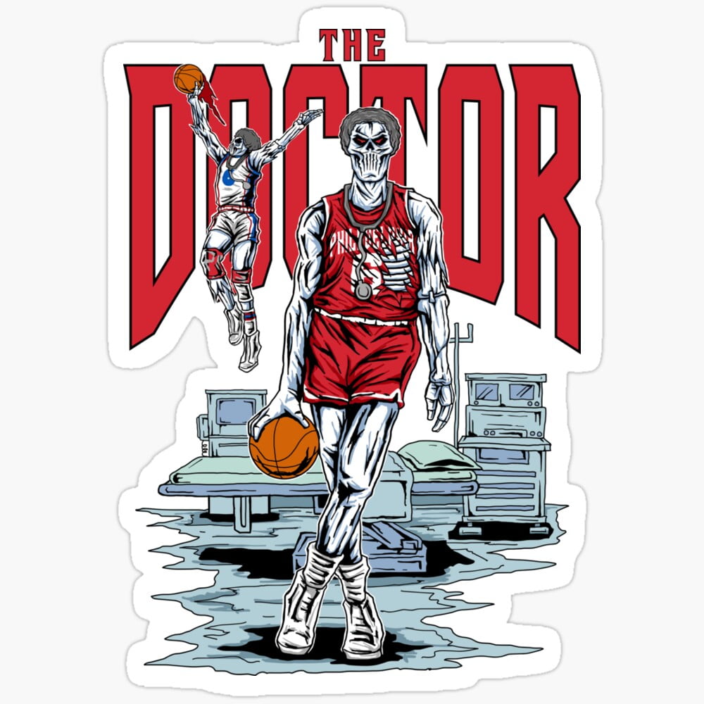 Julius Erving The Doctor Vintage Skeleton Sticker Phone Decal Water ...
