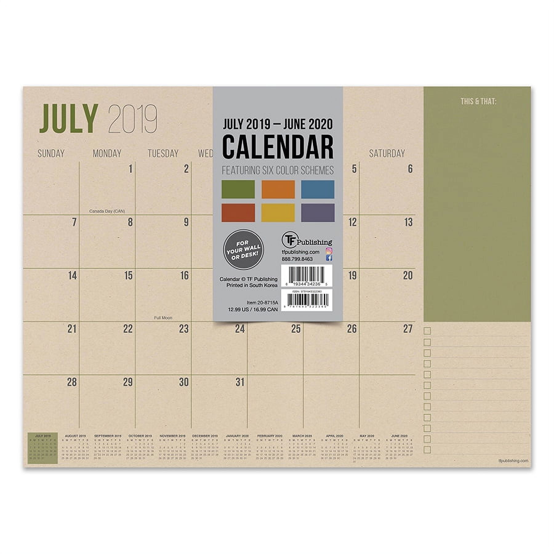 July 2019 - June 2020 Kraft Mini Desk Pad Calendar - Walmart.com