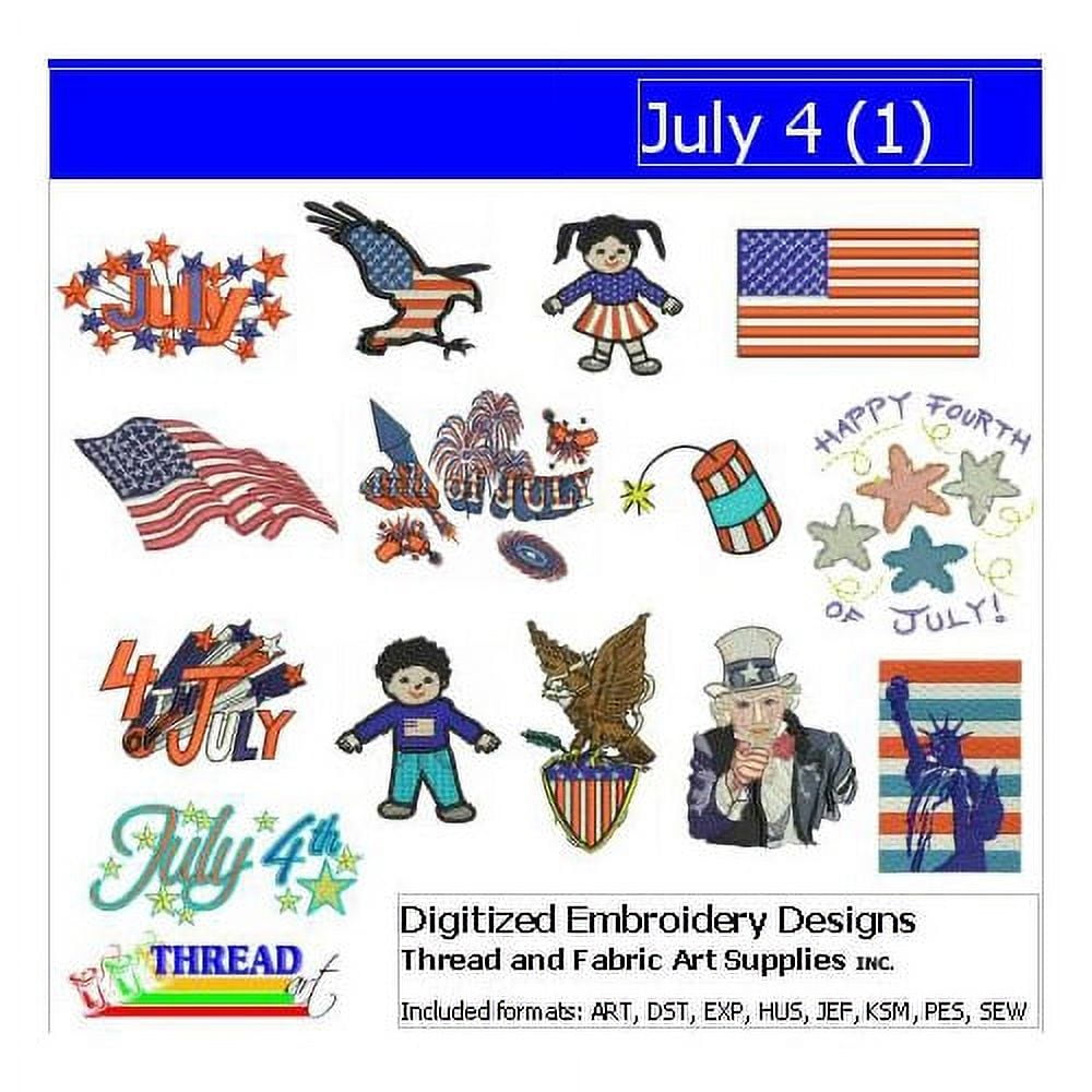 July 4(1) Embroidery Designs - All Popular Formats Included - Loaded on ...