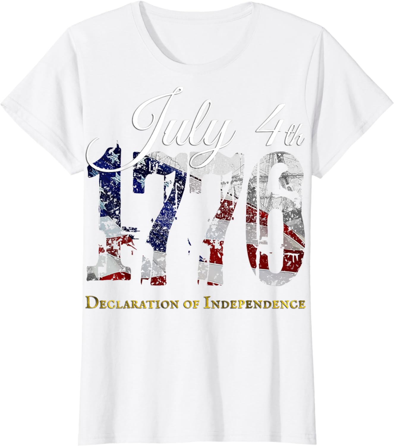 July 4 1776 Declaration of Independence Retro American Flag T-Shirt ...