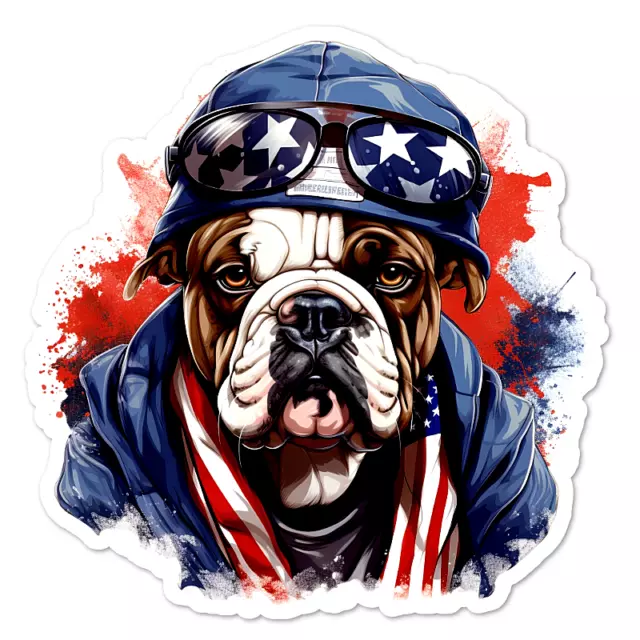 July 4 Bulldog Patriotic Sticker, Laptop, Water Bottlephone Decal Water ...