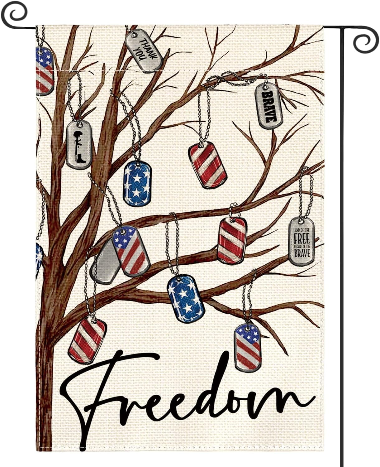 July 4 Memorial -Day Patriotic Freedom Garden Flag -Double-Sided Thanks ...