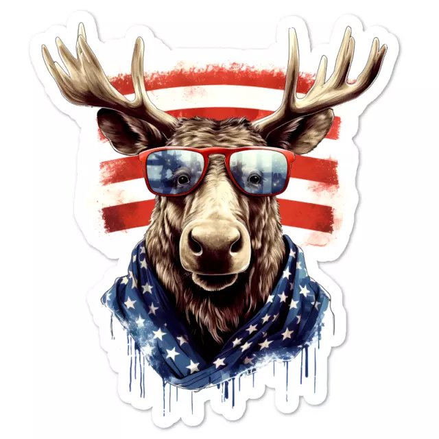 July 4 Moose Patriotic Sticker, Water Resistant, Laptop, Water ...