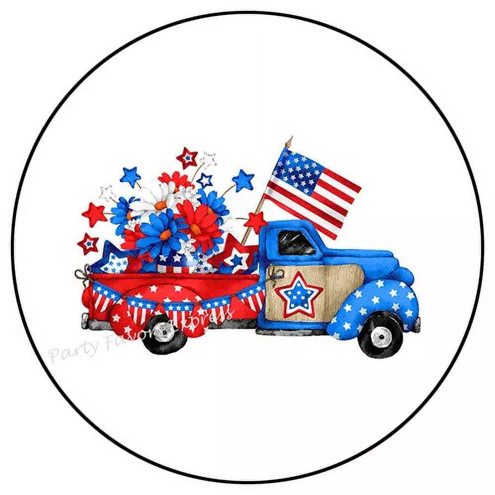 July 4Th Flowers Truck Sticker Party Favors Sticker Envelope Seals ...