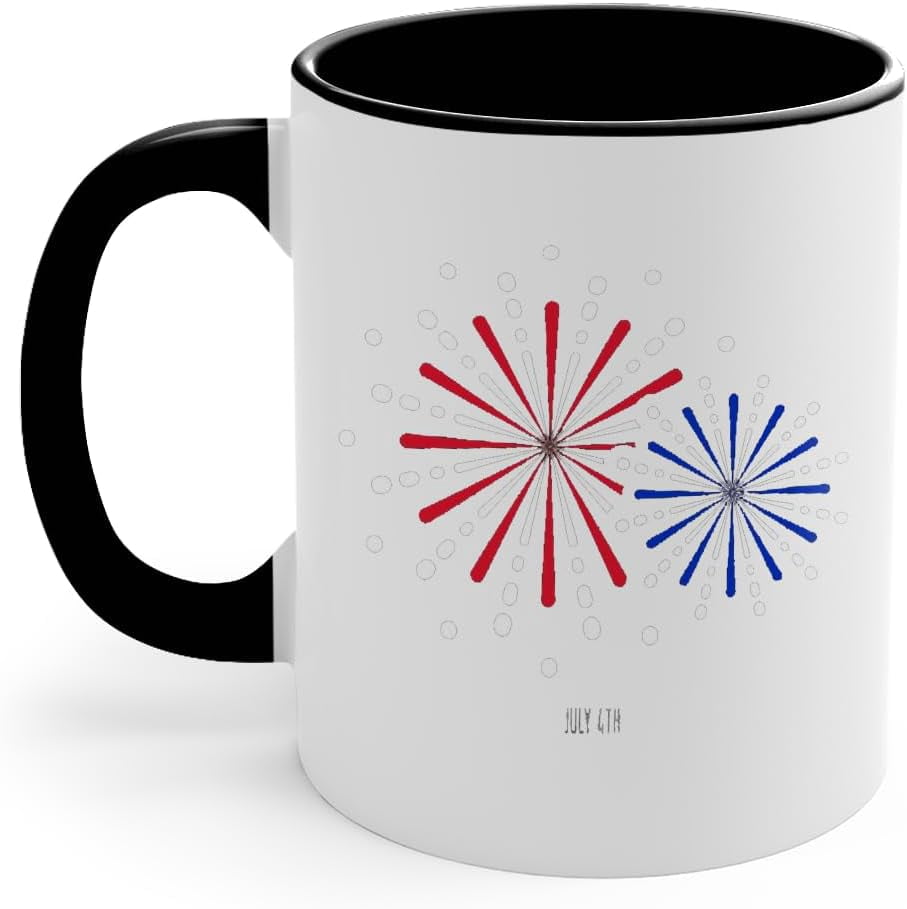 July 4th American Flag Fireworks Coffee Mug,Patriotic Independence Day ...
