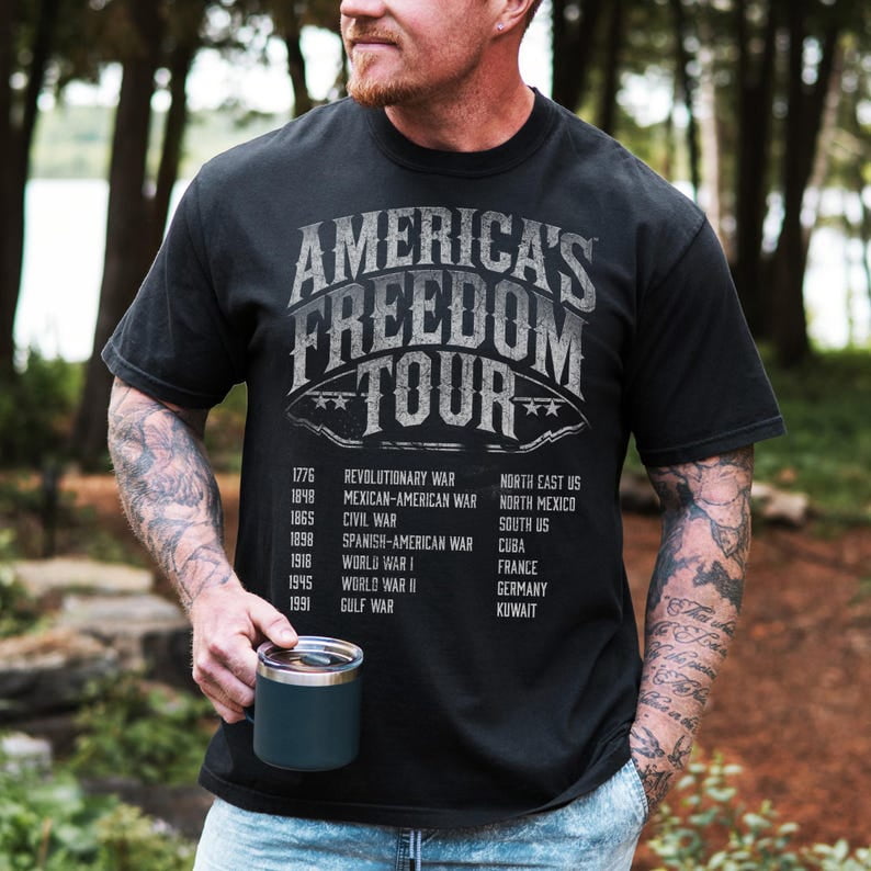 July 4th American Freedom Tour Band Style Vintage T-Shirt, 4th of July ...