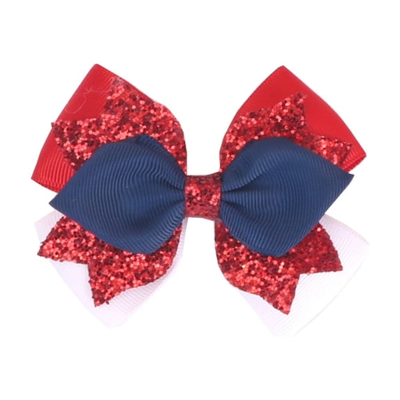 July 4th Bow Hair Handmade Patriotic Long Ribbon Secure Clip for Girls ...